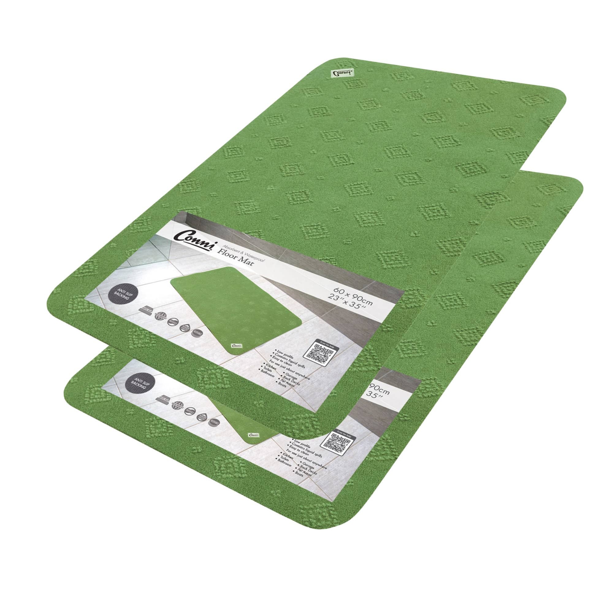 Grey Classic Anti Slip Absorbent Floor Mat - Green - 2 Pack | Conni