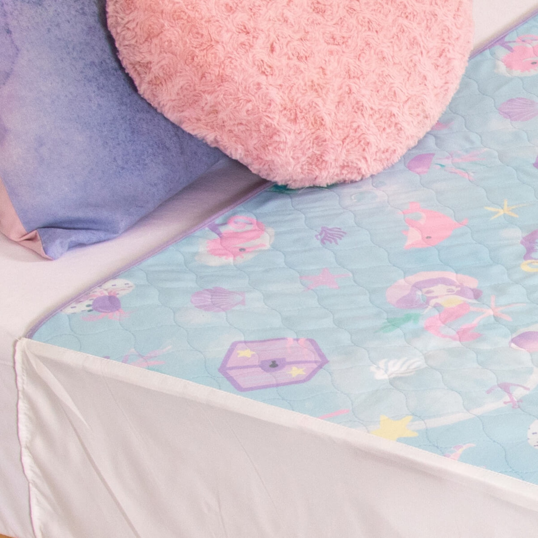 Kids washable Bed pad with Tuck-ins Mermaid Print - 2 Pack - by Conni
