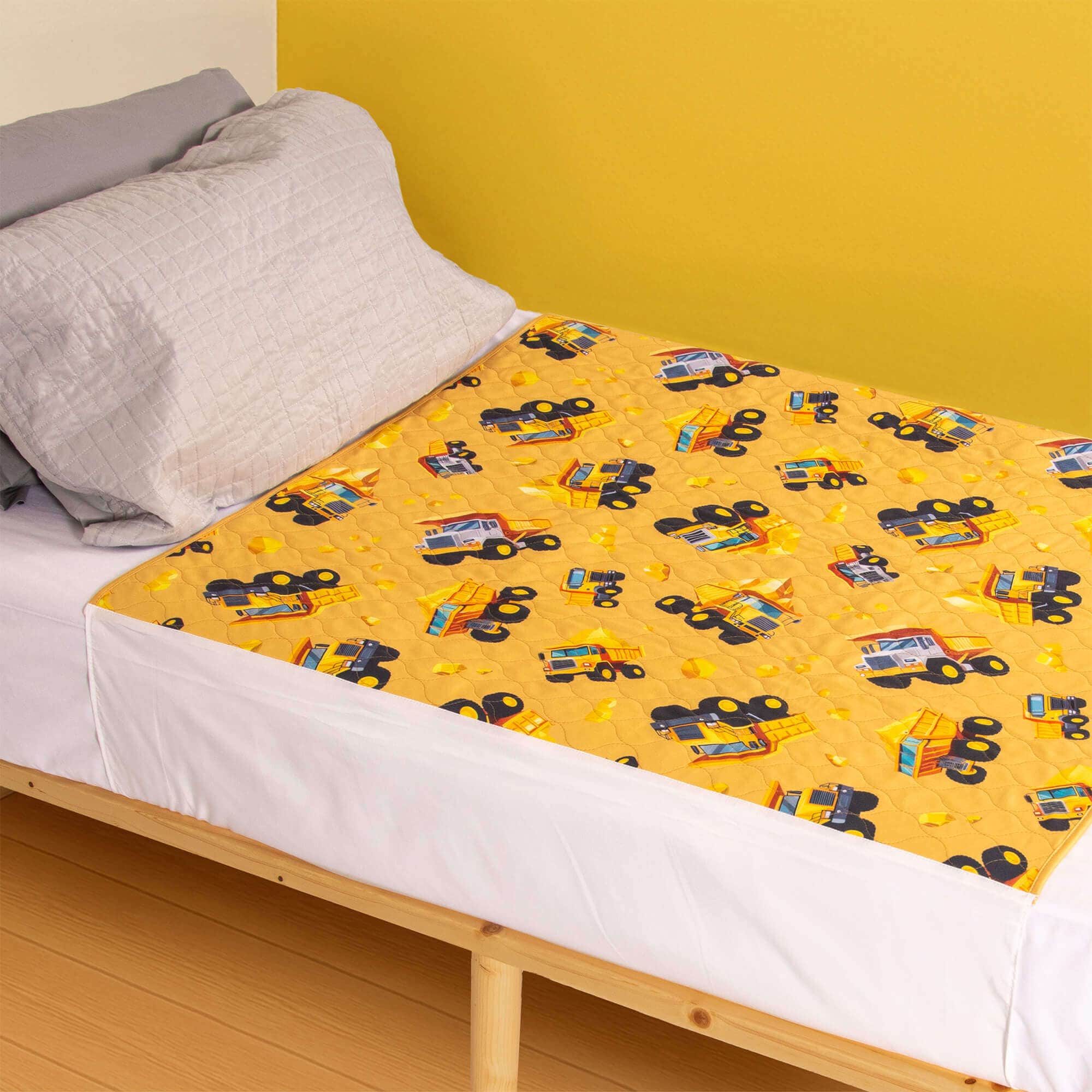 Kids washable Bed pad with Tuck-ins Truck Print - 2 Pack - by Conni